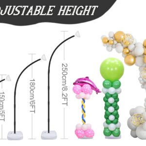 OurWarm 8.2FT & 6FT Balloon Arch Stand Kit, Black Half Arch Balloon Stand with Base for Floor, Free Bending Top Balloon Column Kit for Wedding Birthday Baby Shower Graduation Party Decorations