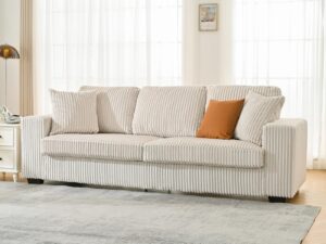 97 in sofa couch, big comfy couch for living room, cloud couch with oversized armchair, small sofa with 24 in deep seat, velvet couch for home and apartment, modern couch, 3 seater couch, beige