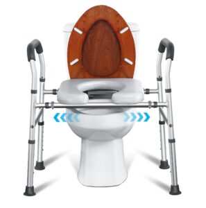 deewow raised toilet seat with handles, toilet seat riser for seniors with height and width adjustable, up to 400lbs, commode chair for elderly, pregnant and handicap, fit any toilet, fsa/has eligible