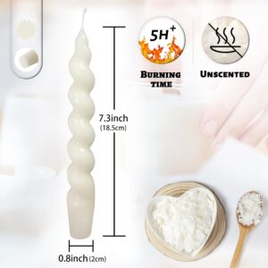 Unscented Spiral Candle Handmade Milk White Short Candlesticks 7.5Inch Smokeless Taper Candles Long Lasting Burn Candle Sticks Small Twisted Candlestick for Home Decoration Gifts