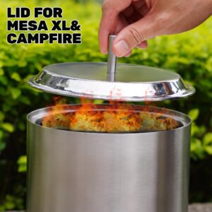 FirePit Lid for Solo Stove Mesa, Mesa XL. Tabletop Firepit Lid Keeps Out Leaves, Water, rain. Stainless Steel Handle Prevents Hand Burns Thickness 1mm, Heavy, Resistant to Sliding (Mesa XL+Campfire)