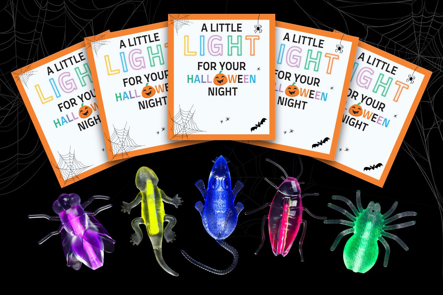 Funeta 30 Packs Glow in the Dark Halloween Critters, Halloween Party Favors Bulk ,Goodie Bag Fillers, Halloween Gifts for Kids, Treats Non Candy, Halloween Classroom Favors, Teal Pumpkin Project