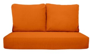 rsh decor: deep seating loveseat cushion set | 44” x 24” loveseat | all-weather spun fabric | water-resistant | outdoor foam settee and pillow back cushions for patio furniture | orange