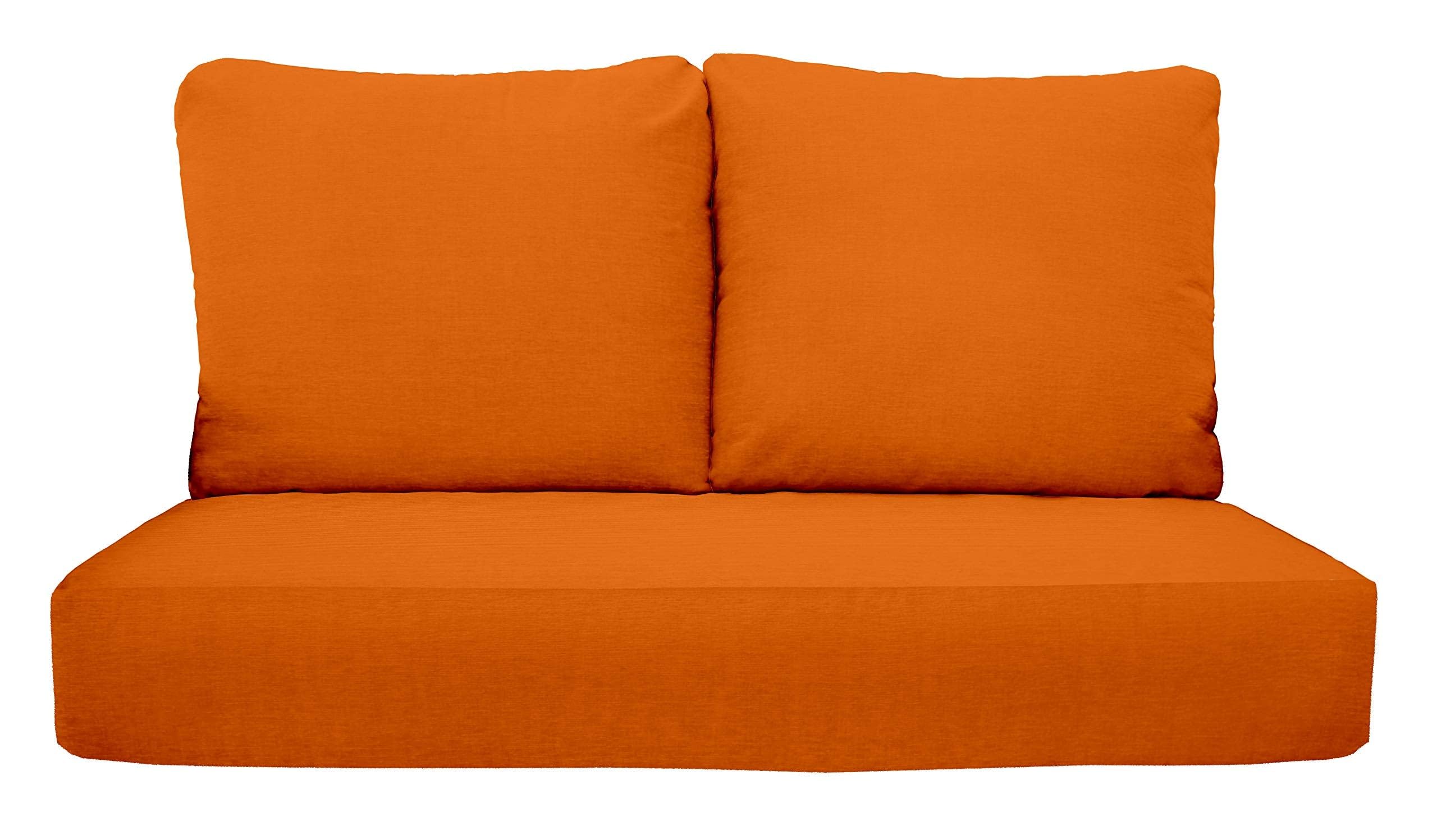 RSH DECOR: Deep Seating Loveseat Cushion Set | 44” x 24” Loveseat | All-Weather Spun Fabric | Water-Resistant | Outdoor Foam Settee and Pillow Back Cushions for Patio Furniture | Orange