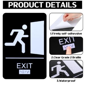 Ninehaoou 4 Pcs Exit Signs for Business ADA Compliant Exit Sign with Braille 9 x 6 Inch Modern Design Sign Exit Signs with Adhesive Mounting Strips for Indoor Outdoor Office Buildings Workplace