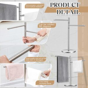 Juexica Stainless Steel Hand Towel Holder Stand F Shape Freestanding Towel Rack with Base Towel Hanger Stand 2 Swivel Arms Free Standing Towel Bar for Bathroom Kitchen Countertop