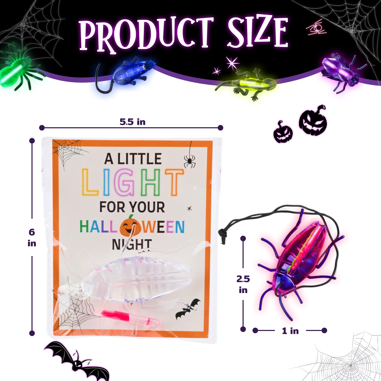 Funeta 30 Packs Glow in the Dark Halloween Critters, Halloween Party Favors Bulk ,Goodie Bag Fillers, Halloween Gifts for Kids, Treats Non Candy, Halloween Classroom Favors, Teal Pumpkin Project