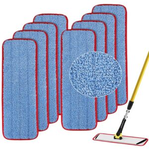 microfiber mop pads for rubbermaid commercial 18 inch mop and 17 inch mop - 8 pack reusable wet & dry cleaning mop head replacement refills fit for any microfiber flat mop system 18" and 17"