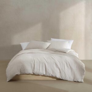 calvin klein - king duvet cover set, super soft textured bedding with matching shams, reversible home decor, oeko-tex certified (seersucker beige, king)