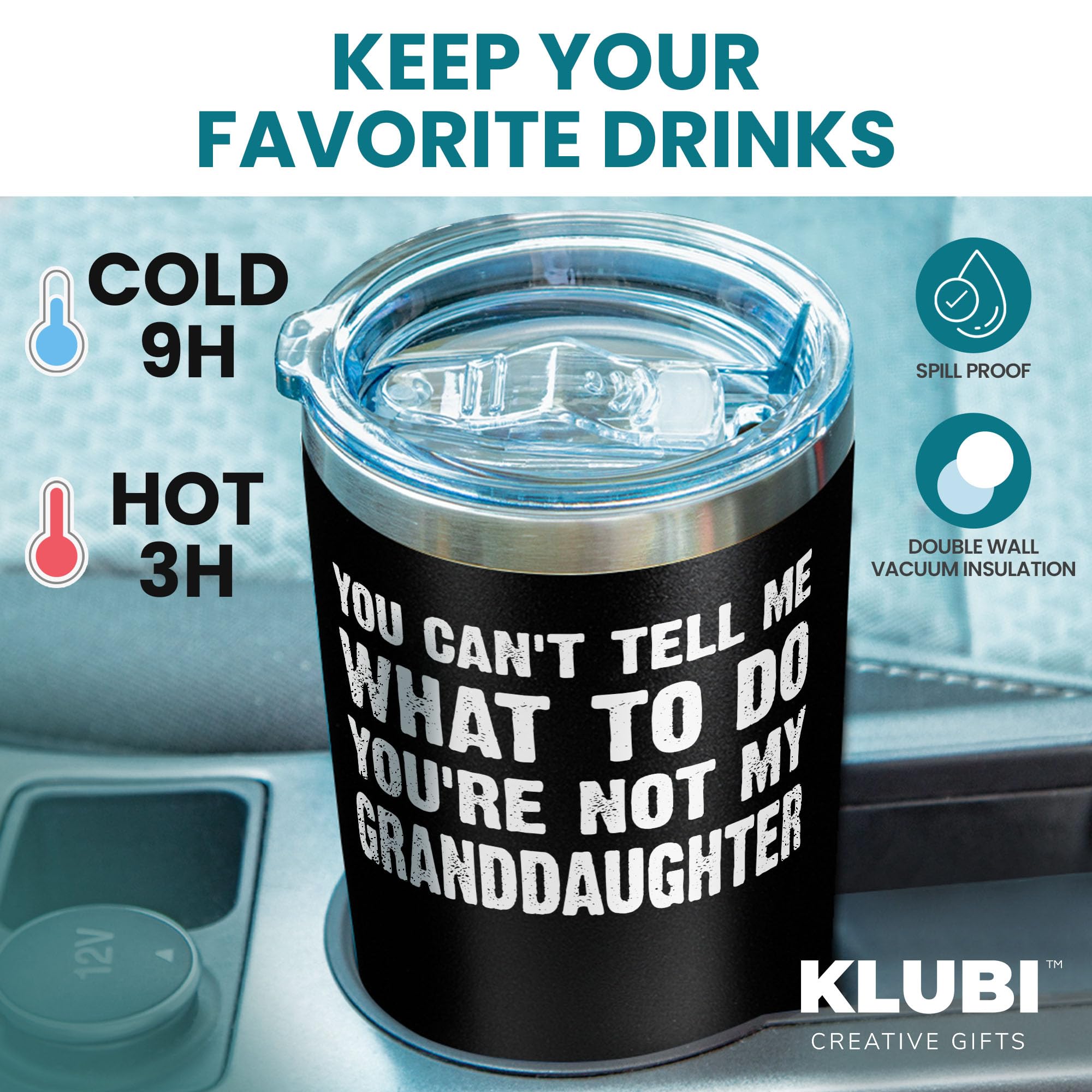 KLUBI Best Grandpa Gifts From Granddaughter - 20oz Grandpa Tumbler With Lid Grandfather Gift Best Gifts For Elderly Dad Grandpa Birthday Gifts for Grandpa Birthday Funny Grandpa Mug Grandpa Tumbler