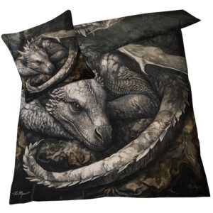 OmErsa Dragon Duvet Cover King Size Bedding Set 3 PCS, Fantasy Comforter Cover & 2 Pillowcases Soft Microfiber Patterned Bedroom Decorations for Adults Teens