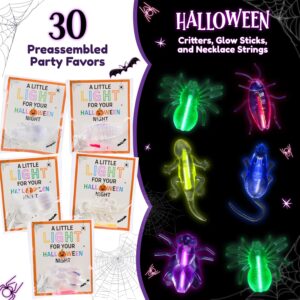 Funeta 30 Packs Glow in the Dark Halloween Critters, Halloween Party Favors Bulk ,Goodie Bag Fillers, Halloween Gifts for Kids, Treats Non Candy, Halloween Classroom Favors, Teal Pumpkin Project