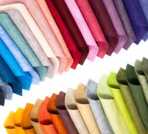 rabom merino wool blend felt, 35 pieces, assorted heathered colors, made in usa, crafting and sewing (6""x12"")