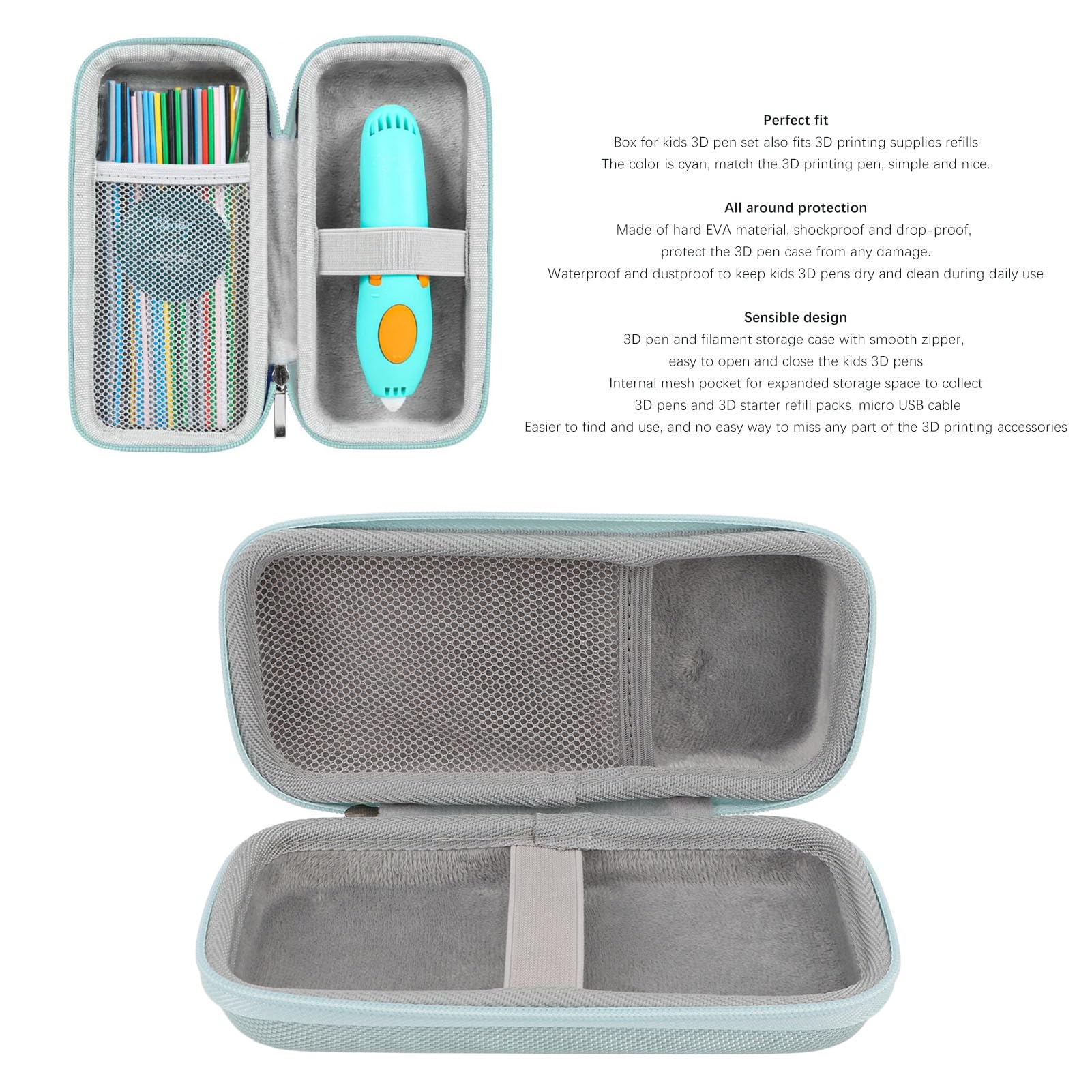 Hard Travel Case for 3D Pen Set, Storage Organizer Holder for Printing Filament Refill and USB Cable and Other Accessories, 3D Pen Carrying Case