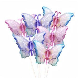 6pcs butterfly balloons gradient butterfly foil mylar balloon/butterfly theme birthday party/wedding/baby shower/fairy garden butterfly themed party/spring break theme party/tea party/bridal shower