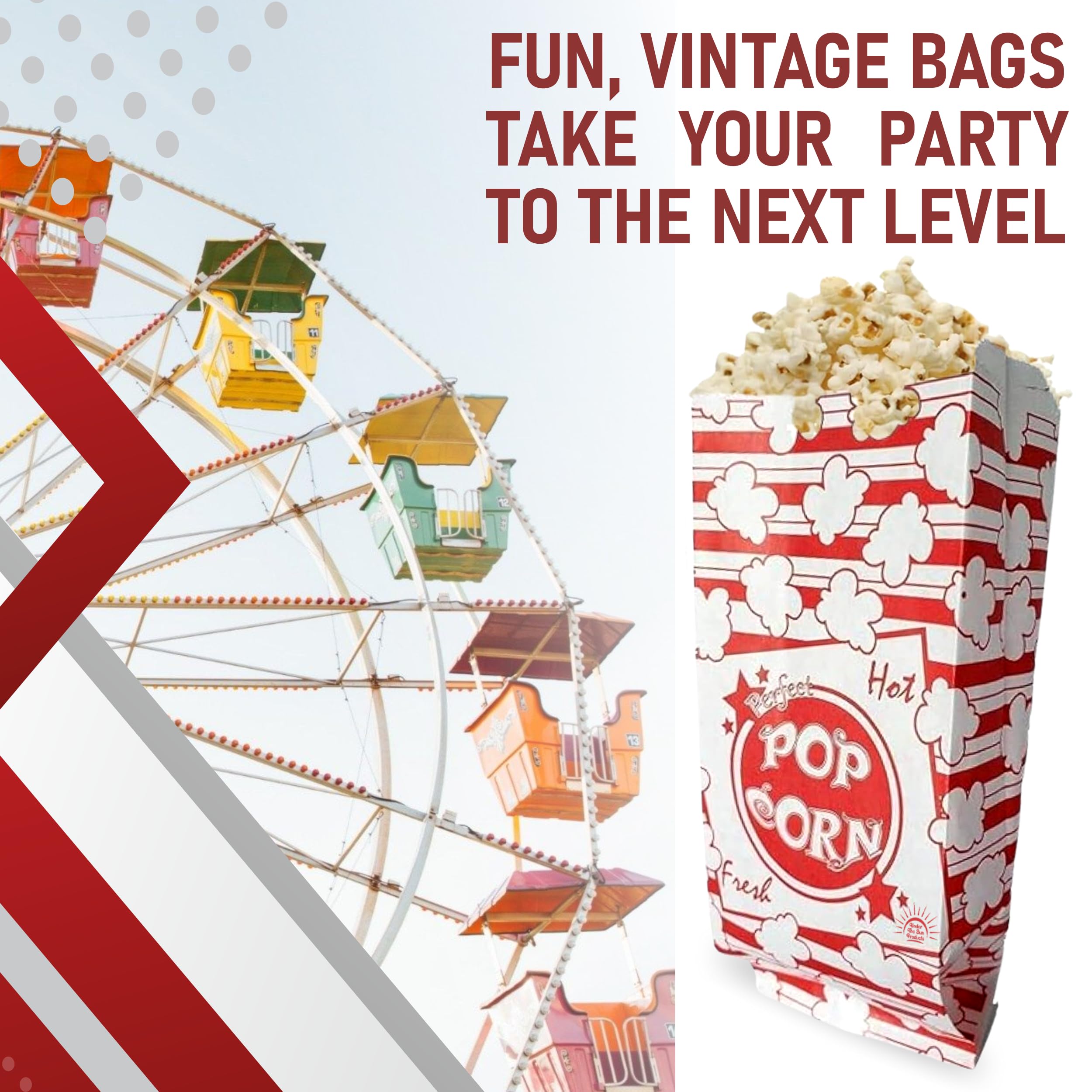 1oz Paper Popcorn Bags for Individual Servings - Pack of 250ct