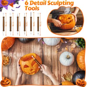 ZIZZ Pumpkin Carving Tools Halloween: 26 Pcs Professional Pumpkin Carving Kit Set for Adult Kid Stainless Steel Pumpkin Sculpting Tool with Stencil & LED Light for Halloween Decoration Jack-O-Lantern