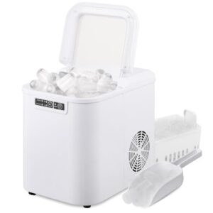 athena collection ice makers countertop with self-cleaning, 26lbs per day, 9 blocks in 10 mins, clear ice machine portable ice maker for kitchen party rv w/2 sizes bullet ice, scoop, basket, white