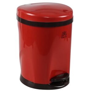 ortodayes 2 gallon small foot pedal trash can, round garbage can with lid, red