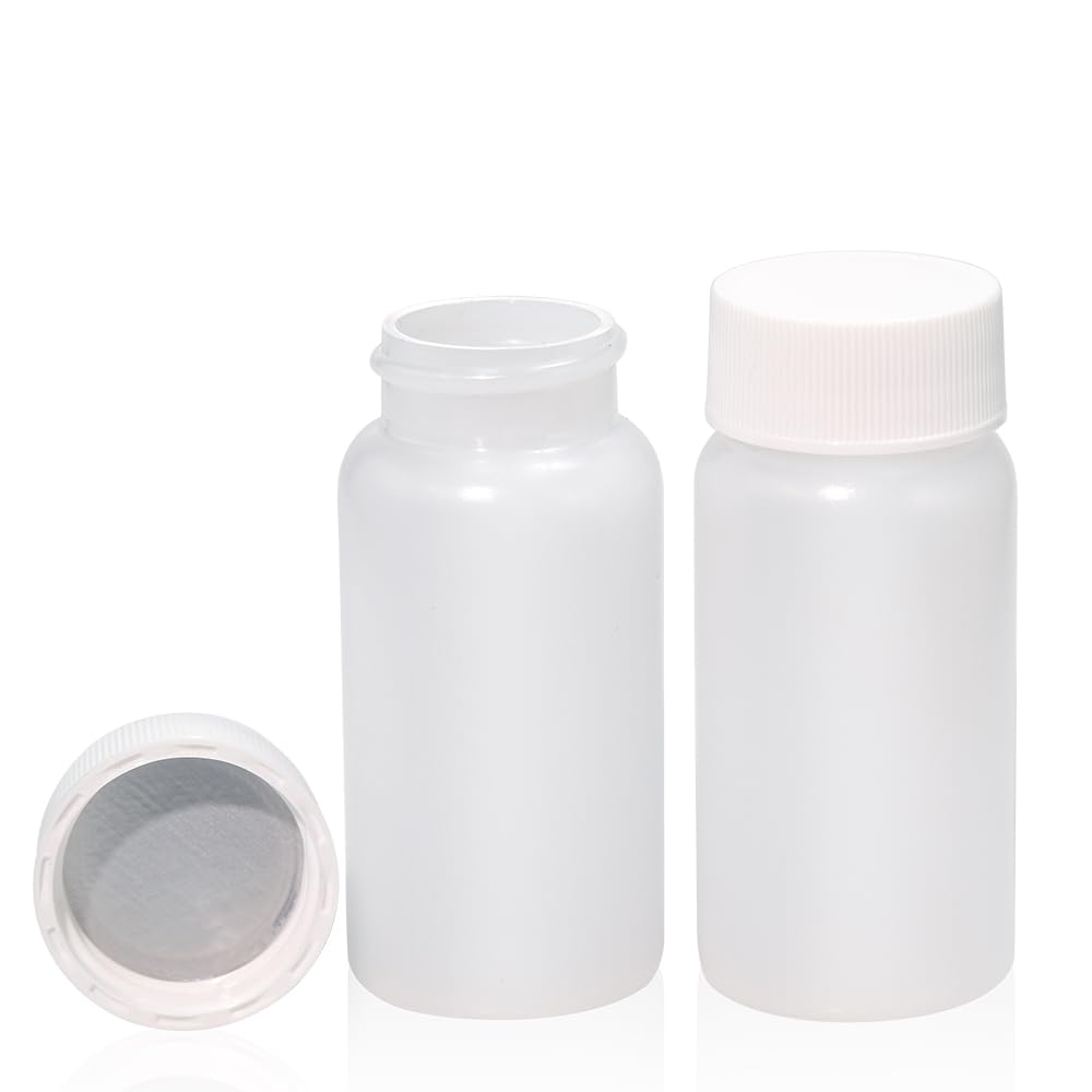 ALWSCI 20 ml HDPE Scintillation Vials, Liquid Sample Scintillation Counting Vials, 22-400 White Screw Cap, Silver Aluminum Foil Liner, 100 PCS