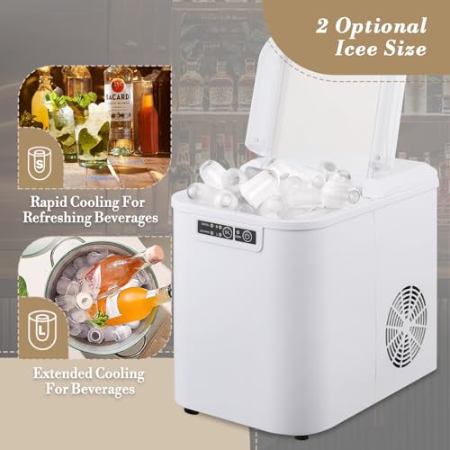 Athena Collection Ice Makers Countertop with Self-Cleaning, 26Lbs Per Day, 9 Blocks in 10 mins, Clear Ice Machine Portable Ice Maker for Kitchen Party RV w/2 Sizes Bullet Ice, Scoop, Basket, White