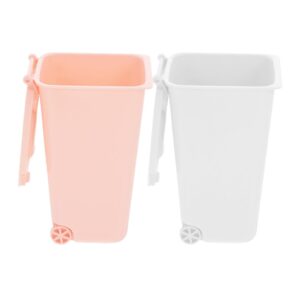 SEWACC 2 Pcs Tabletop Trash Bin Mini Desk Covered Trash Can Garbage Bucket Trash Can Desktop Pen Stationery Holder