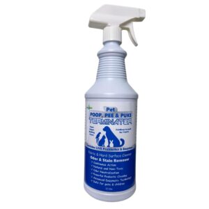 earthsential pet poop, pee and puke terminator probiotic and enzyme spray cleaner 32 oz all natural