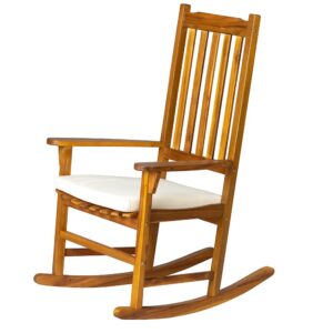 panana acacia wood rocking chair outdoor porch rocker with cushion for patio, garden, balcony, backyard, living room