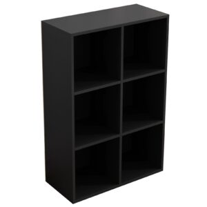 oschf 6-cube storage shelf bookcase - wooden 3-tier floor standing open bookshelf for home and office, display cabinet, black