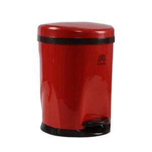 readsky 2.6 gallon plastic step-on trash can, round trash can with inner bucket, red