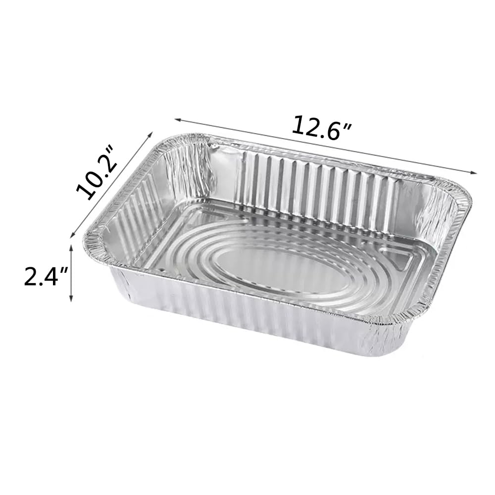 Ymkf Sqqr 12-PCS Aluminum Foil Pans, Durable Deep Tin Pans Baking Foil Trays, Heavy Duty Disposable Baking Pans, Large Capacity Foil Pans for Baking, Roasting and Grilling for Buffet & Food Prepping