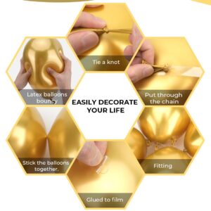 Adeyoo Metallic Gold Party Balloons,60pcs Gold Confetti Balloons Set,12 Inch Natural Latex Balloons Sparkle Balloons Metallic Balloons with Ribbon for Birthday Graduation Anniversary Party Decorations