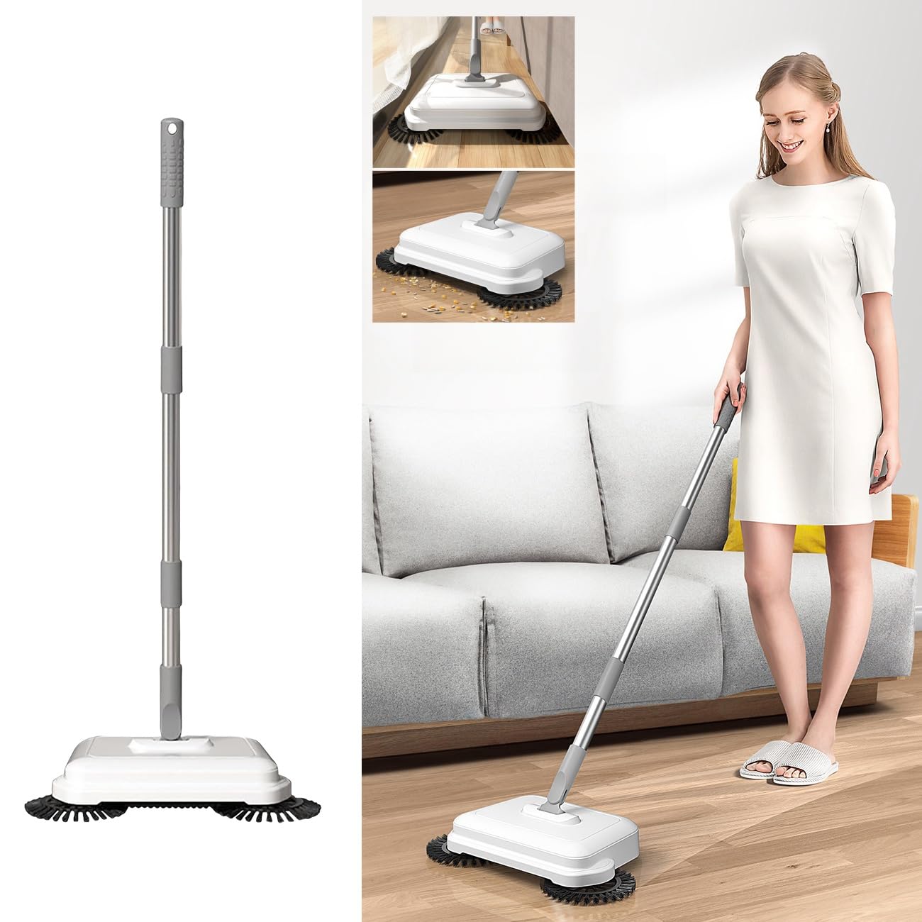 YONGYUN Hand Push Floor Vacuum Cleaner,Foldable Household Sweeper Dry & Wet, Multi-Purpose Household Office Lazy Suction Sweeper Cleaning Machine Floor Carpet