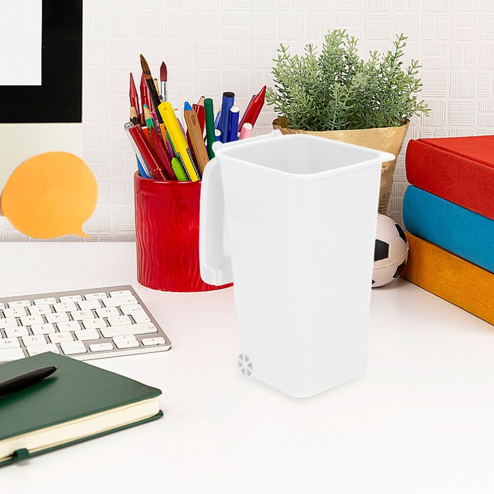 SEWACC 2 Pcs Tabletop Trash Bin Mini Desk Covered Trash Can Garbage Bucket Trash Can Desktop Pen Stationery Holder