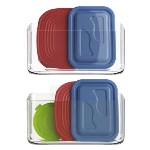 marafansie 2 pack plastic lid organizers inside cabinet for kitchen organizers, no drilling wall door mount container lid holders for tupperware lid, food storage lid, and storing lids, transparent