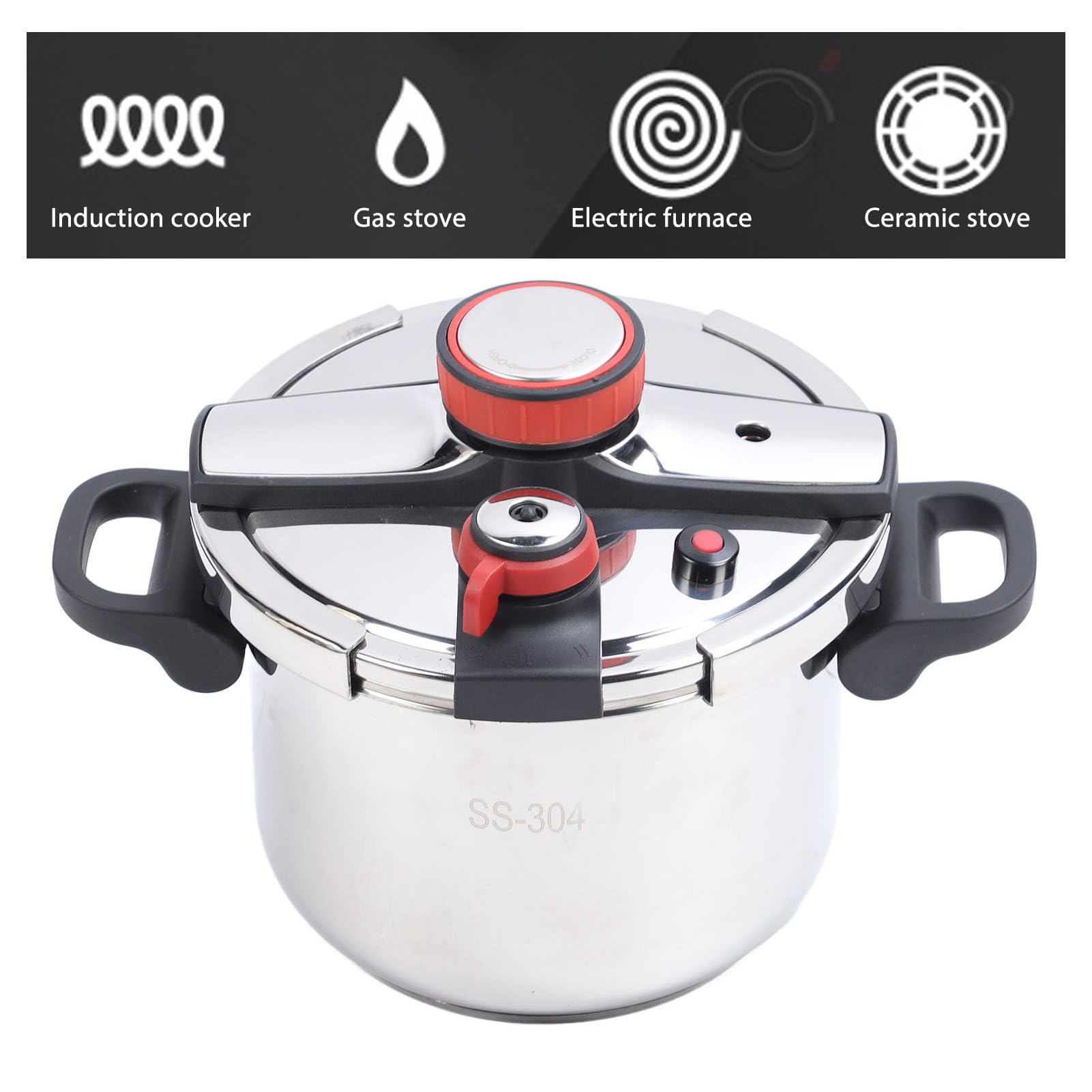 Stainless Steel Pressure Cooker, Large Capacity Explosion Proof Pressure Canner with Easy Lock Lid, 2 Gear Pressure Cooker for Vegetables, Fish, Rice and Meat, Fast Cooking