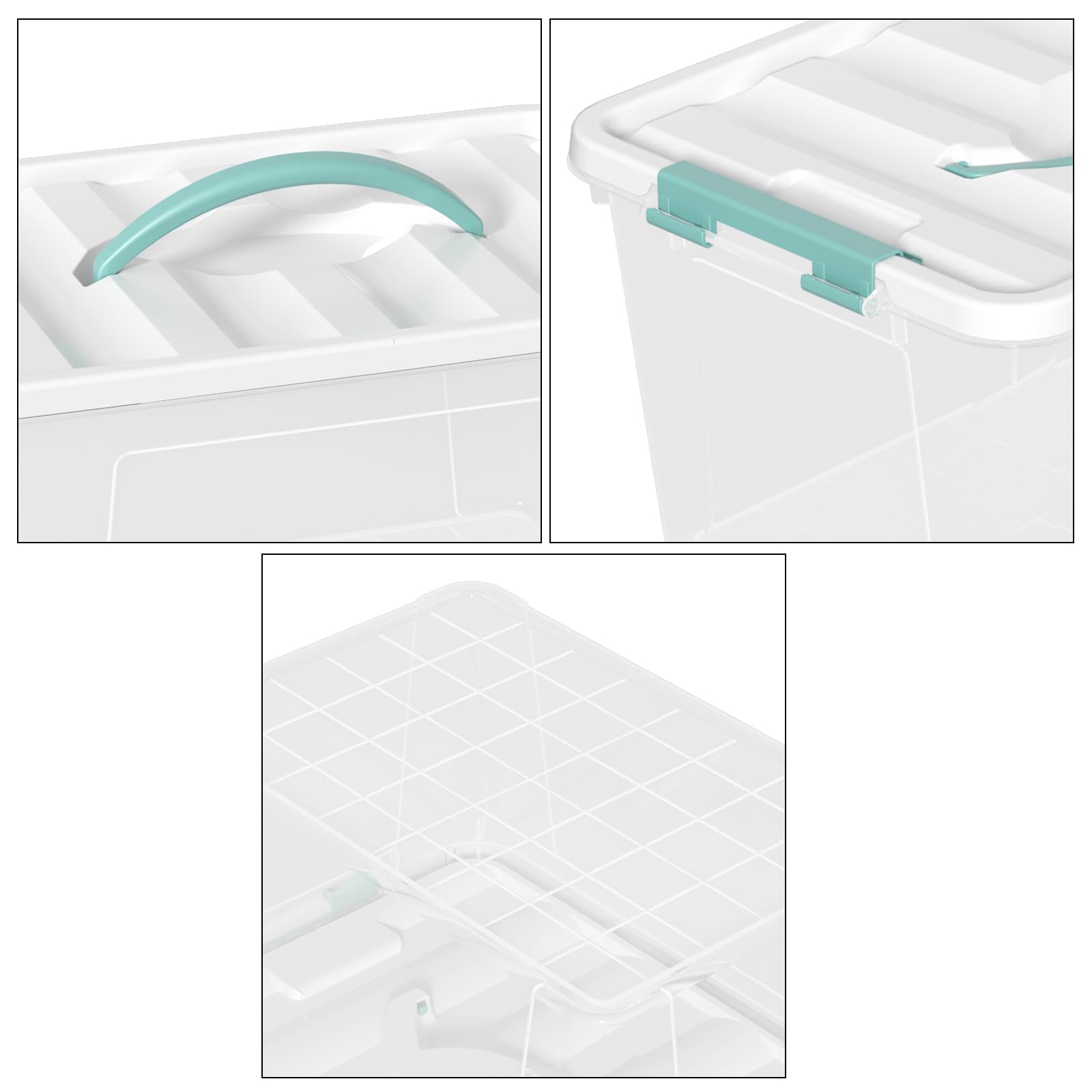 Vcansay 14 Quart Clear Storage Boxes with Handles, Plastic Latching Bins with Lids, 6 Packs