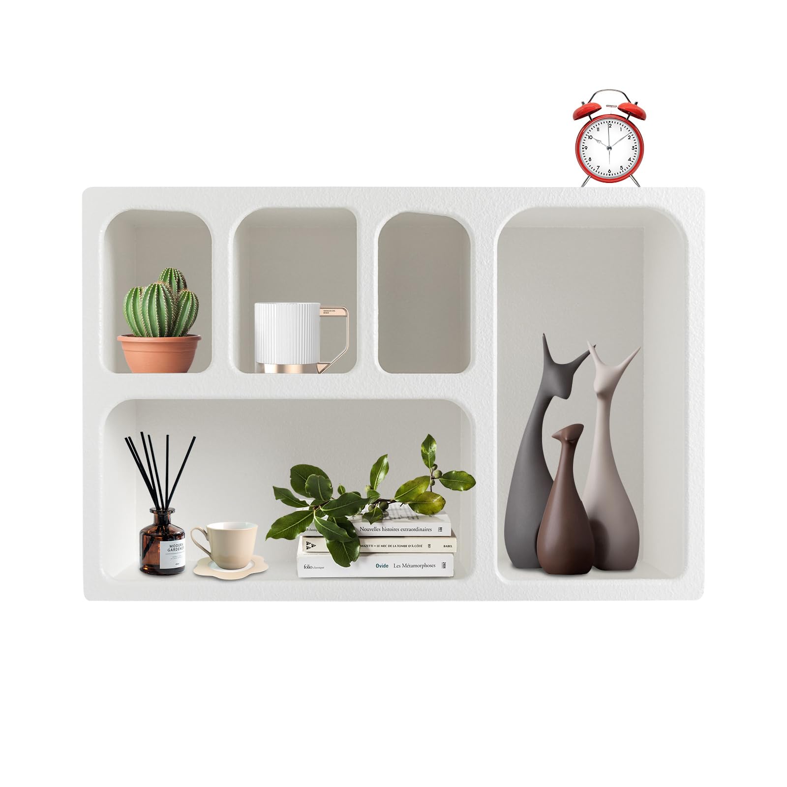 NOLANTISI Modern Geometric Arched Wall Storage Cabinet, Modern Wall Shelves for Wall Decor, Floating Shelves, Wall Mounted Storage Organizer for Bathroom, Living Room, Bedroom, Fully Assembled