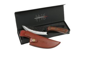 matsato chef knife - perfect kitchen knife with premium leather sheath. japanese knife for cooking, chopping knife for home, camping. chef’s knives designed for balance & control, damascus quality