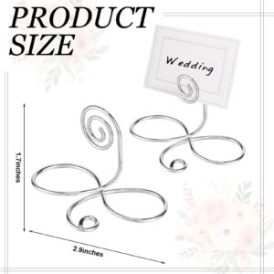 Sinload 24 Pcs Place Card Holders Table Number Holders Silver Small Card Stands Display Photos Picture Clips Elegant Wire Buffet Labels for Food Dinner Parties Weddings Reception Events