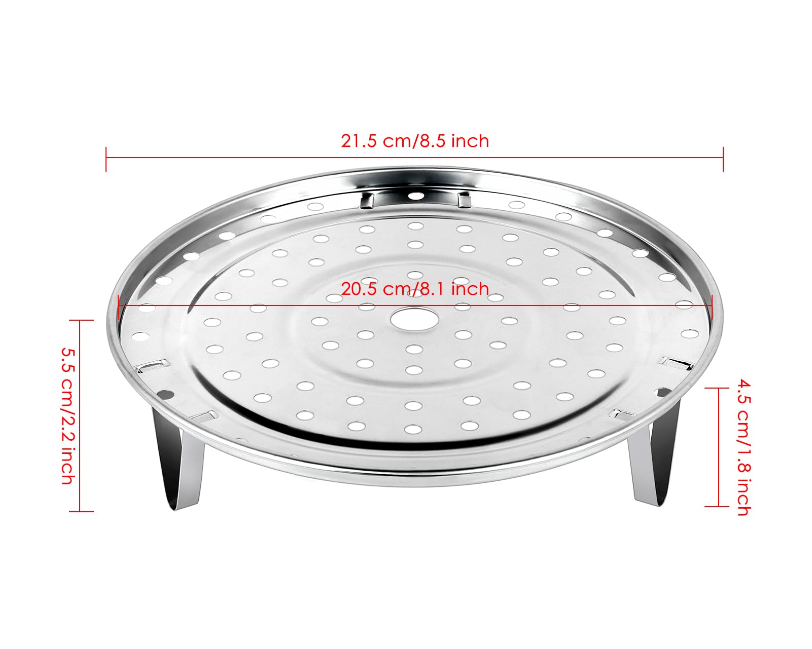 DS. DISTINCTIVE STYLE Steamer Rack 8.5 Inch Stainless Steel Steaming Rack Steam Tray with Removable Legs for Steamer Cookware Instant Pressure Cooker Multi-functional Steamer Basket