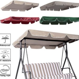 Swing Canopy Replacement, Waterproof Swing Top Cover, Garden Swing Seat Canopy Cover for 52" x 5.9" x 75" Outdoor Garden Patio Yard Park Porch Seat Furniture（Grey）