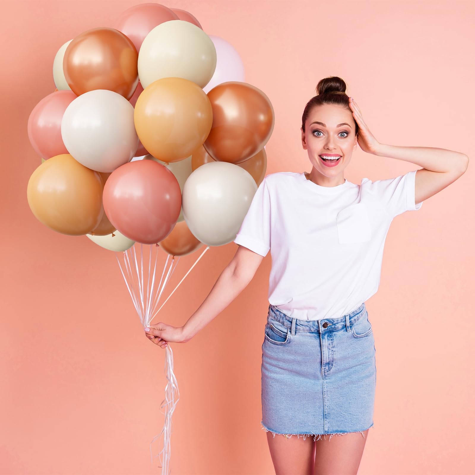 OuMuaMua Blush Pink Rose Gold Balloons, 62Pcs Retro Pink Rose Gold Beige White Nude Balloons for Women Girls Birthday Baby Shower Wedding Bridal Shower Party Decorations, 12 Inch