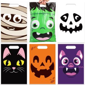 ccinee 36pcs halloween trick or treat bags, plastic candy bags halloween party favors for kids large goodie snacks treat gifts bags bulk for school home events supplies