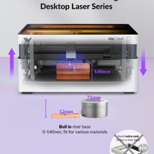 WECREAT Vision 20W(20,000mW) Laser Engraver, 4-in-1 Desktop Diode Laser Engraver and Cutter with Rotary, Smart Camera, Auto-Lifting Enclosure, Air Assist and Laser Bed for Wood Acrylic Metal