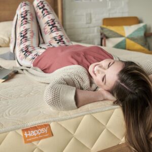 Happsy Organic Twin Mattress - 10 Inch Plush Mattress with Encased Coils - Mattress in Box for Pressure Relief & Comfortable Sleep - Naturally Cooling & Breathable Latex Mattress