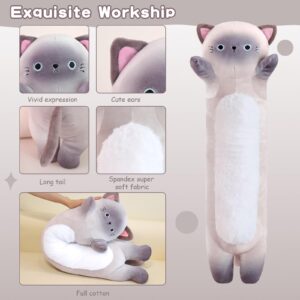 Finebee Long Siamese Cat Plush Body Pillows, Cute Siamese Cat Stuffed Animals Toy, Super Soft Long Siamese Cat Sleeping Hugging Pillow for Boys and Girls(50cm/19.6 inch)