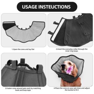 Dog Cone Collar for After Surgery, Soft Pet Recovery Collar for Dogs, Comfort Cone Protective Collar for Large Medium Dogs, with Interior Made of Comfortable Plush Material&PVC Fixing Strip-M1