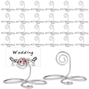 sinload 24 pcs place card holders table number holders silver small card stands display photos picture clips elegant wire buffet labels for food dinner parties weddings reception events