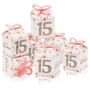 qonmpcvu 50pcs 15th birthday box 13" 15th birthday party favor boxes quinceanera party decorations mis quince anos, sweet 15 birthday 15th birthday box decoration rose gold for guest party